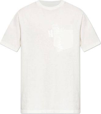 Maison Margiela Homme, Tops, Blanc, Taille: S T-shirt en jersey de coton &agrave; bandes