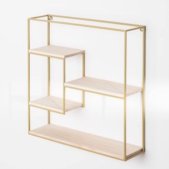 Sklum Wandregal aus Holz und Stahl Yazek Vergoldet