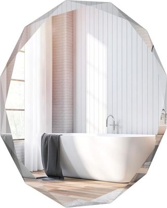Costway Costway - Miroir de Salle de Bain Antid&eacute;flagrant, Miroir Mural Rond avec Bords Biseaut&eacute;s Uniques, Miroir de Courtoisie sans Cadre, Miroir D&eacute;coratif