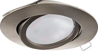 Eglo Einbaustrahler Tedo, Spot aus Aluminiumguss in Nickel-Matt, Einbauleuchte mit GU10 Fassung, LED Leuchtmittel inklusive, Einbaustrahler flach, schwenkb