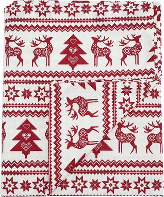 Ragged Rose Weihnachtstischdecke - Festliche Leinentischdecke mit Drucken im nordischen Stil f&uuml;r Wohnzimmer & K&uuml;che - Baumwolltischdecke passend f&uuml;r 1,8-2,1 m Tis