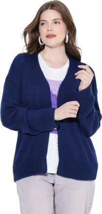Ulla Popken Damen große Größen Übergrößen Plus Size Strickjacke, kurz, Oversized, offene Jacke, Wollanteil