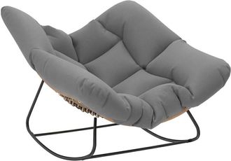 OUTSUNNY Fauteuil &agrave; bascule papasan - Outsunny - usage int&eacute;rieur et ext&eacute;rieur - avec coussin rembourr&eacute; - rotin - gris