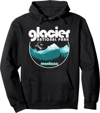 Symbiosis Supply Co. Glacier National Park Montana Retro Nature Pullover Hoodie