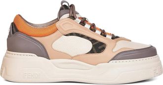 Fendi Force embossed padded leather sneakers - Nude