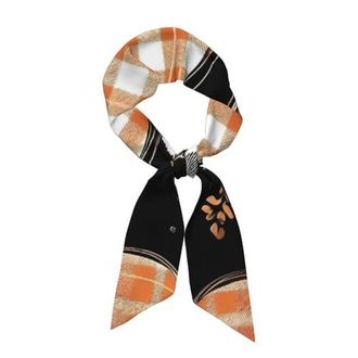 Generic &Eacute;charpe citrouille &agrave; carreaux de buffle pour femme - &Eacute;charpe pour sac &agrave; main - R&eacute;colte dautomne - Bandeau en satin de soie pour le sport, le yoga et l