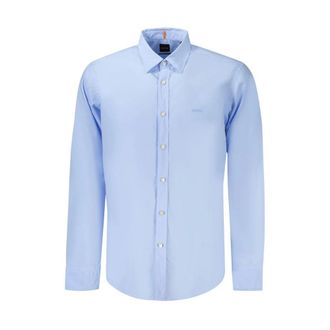 HUGO BOSS Homme, Chemises, Bleu, Taille: L Chemise Bleue &agrave; Col Italien &agrave; Manches Longues