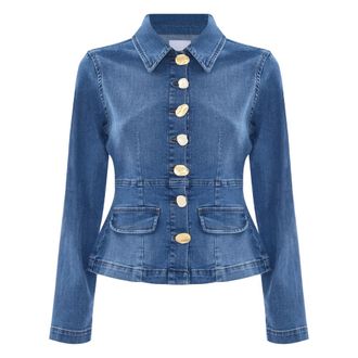 Kocca Femme, Vestes, Bleu, Taille: 44 FR Veste courte évasée en denim avant-gardiste