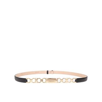 Ferragamo Schwarzes Leder Gancini Schnalle G&uuml;rtel - - Accessories - Damen - Schwarzk - ONE SIZE