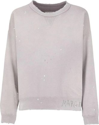 Maison Margiela Homme, Sweatshirts et sweats &agrave; capuche, Violet, Taille: XL SweaT-shirt &agrave; col rond avec d&eacute;tails us&eacute;s pour homme