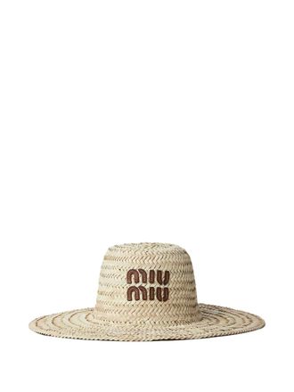 Miu Miu Fischerhut mit Logo - Nude