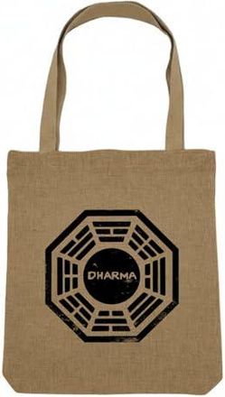 Fabulous Sac Shopping Tote Bag Aspect Lin - Dharma Initiative Geek Jeux Video Serie Film - Sac de Courses Toile Epaisse 360g Beige Naturel Cabas Port&eacute; Epaule S