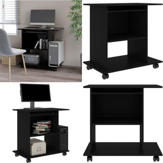 vidaXL Bureau dordinateur Noir 80x50x75 cm Bois dingénierie - Bureau Informatique - Bureau Noir - Bureau Design - Bureau Compact - Bureau Avec Tiroir