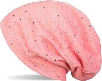 styleBREAKER Bonnet Classique Type Beanie, avec Application de Beaux Clous en Strass, Unisexe 04024037, Couleur:Corail chin&eacute;
