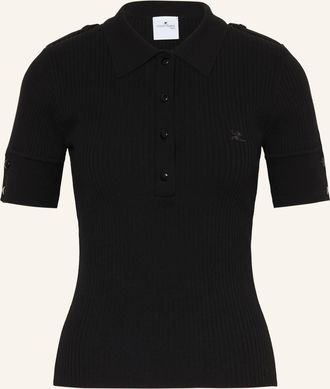 Courr&egrave;ges Strick-Poloshirt schwarz