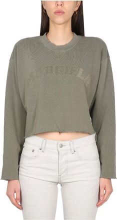 Maison Margiela Femme, Sweatshirts et sweats &agrave; capuche, Vert, Taille: 40 FR SweaT-shirt Court