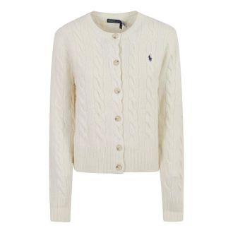 Ralph Lauren Femme, Pulls, Blanc, Taille: 38 FR Cardigan en laine et cachemire torsad&eacute;