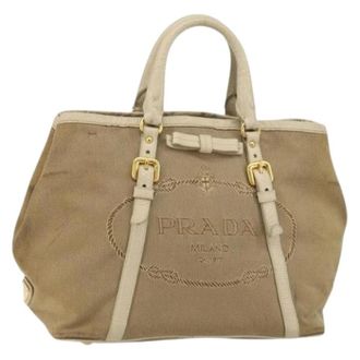 Prada Pre-owned Canvas Tote Bag - - Pre-owned - Damen - Beige - ONE SIZE
