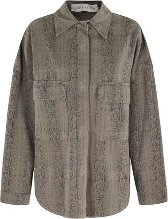 Federica Tosi Femme, Vestes, Vert, Taille: 34 FR Python Denim Shirt Jacket