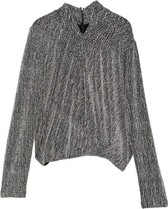 Iro Iro, Femme, Blouses et Chemises, Multicolore, Taille: 36 FR Ysane Top &agrave; col montant textur&eacute; &agrave; manches longues