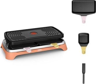T-fal Food & Co, Raclette multifonctions int&eacute;rieur et ext&eacute;rieur, Cuissons polyvalentes, Tapas, Snack, Raclette, Po&ecirc;lons classiques et XL, 8 personnes, RE650