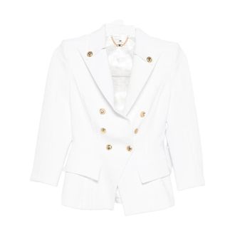 Elisabetta Franchi Femme, Vestes, Blanc, Taille: 40 FR Double Breasted Blazer