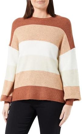 Only ONLATIA L/S Stripe Pullover KNT Noos Pull-Over, Tortoise Shell/Stripes:W. Mel/Indian Tan Mel/Cloud Dancer/Pumice Stone Mel/Indian Tan Mel/Tortoise She