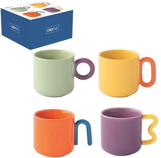 Easy Life COFFRET 4 MUGS 35 CL EN PORCELAINE CREATIVE COLORE