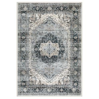 IDIMEX Teppich Traditional waschbar 160x230 cm Greige, weicher Kurzflor, Vintage Muster, rutschfest & strapazierf&auml;hig