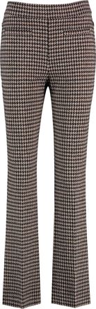 Gerry Weber Damen Ausgestellte Stretchhose mit Hahnentrittkaro Gemustert, kariert reguläre Länge Camel Schwarz Hahnentritt 42