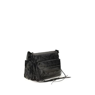 Balenciaga Mens Black Lamb Ovis Aries Shoulder Bag