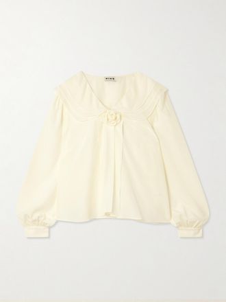 Rixo Emelin Mehrlagige Bluse Aus Cr&ecirc;pe De Chine Aus Seide Mit Applikation - Elfenbein