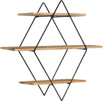 IDMarket Etag&egrave;re Murale Losange Lily 3 Niveaux Bois et m&eacute;tal Design Industriel