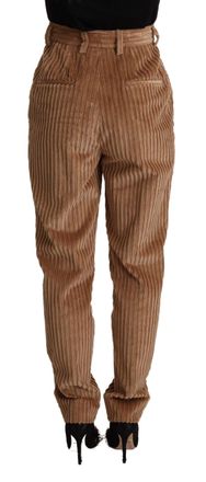 Dolce & Gabbana Womens Brown Corduroy Cotton Trouser Tapered Pants