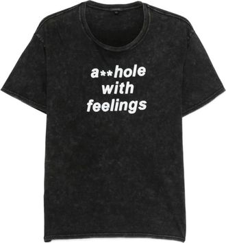 R13 Homme, Tops, Noir, Taille: M T-shirt &agrave; Manches Courtes et Col Rond