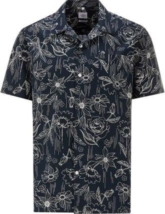 Au Printemps Paris Baumwolldruckhemd - Blau