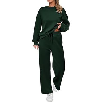 Generic Surv&ecirc;tement d&eacute;contract&eacute; pour femme - Sans capuche - Manches longues - Confortable - Sweatshirts et pantalons de jogging - Surv&ecirc;tement de sport - 2 pi&egrave;