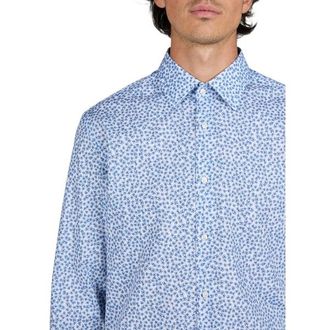HUGO BOSS Chemise manches longues &agrave; fleurs en coton m&eacute;lang&eacute;