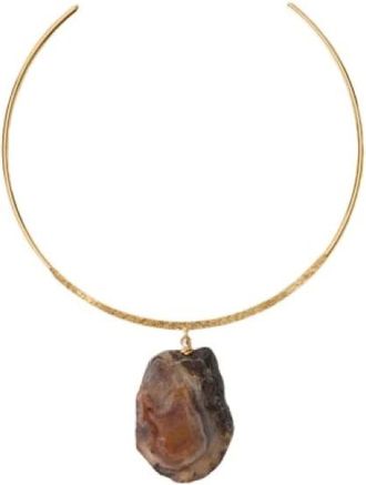 Malababa Femme, Accessoires, Jaune, Taille: ONE Size Ras de cou en laiton plaqu&eacute; or