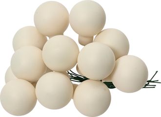 Kaemingk Weihnachtskugeln am Draht Glas 2,5cm x 12 Stück Spiegelbeeren Matt - kleine Dekokugeln - Christbaumschmuck & Weihnachtsdeko - Wollweiß