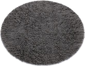 RugsX Flokati wolle Kreis grau grey rund 160 cm