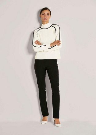 Madeleine Strickpullover Eleganter Strickpullover mit sportivem Esprit Wollpullover mit langen Raglan&auml;rmeln und Stehkragen