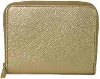 Celine Portefeuille zipp&eacute; compact Laminated Pre-owned en cuir de veau grain&eacute; avec porte-monnaie - Femme - Pre-owned - Jaune - Taille: ONE Size