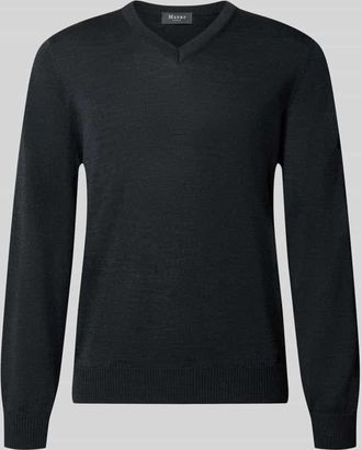 Maerz Regular Fit Strickpullover aus reiner Schurwolle mit V-Ausschnitt