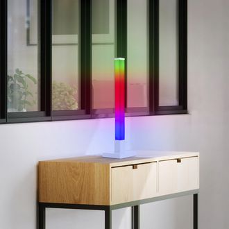 Lightbox RGB-LED Tischlampe | 50 cm H&ouml;he | dimmbare Tischleuchte mit Musiksensor & Fernbedienung & RGB-Frontlight | max. 65 lm | integiertes LED | aus Aluminiu