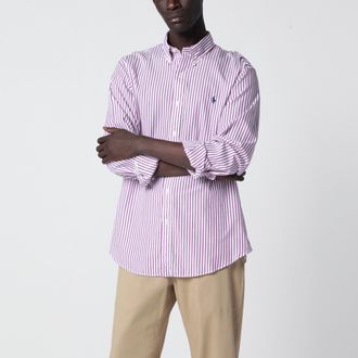 Polo Ralph Lauren Gestreiftes Popeline-Hemd Custom-Fit wei&szlig;/lila