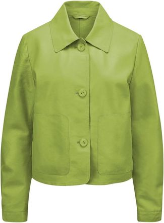 Milestone Femme, Vestes, Vert, Taille: 40 FR Veste de ville en cuir &agrave; col chemise
