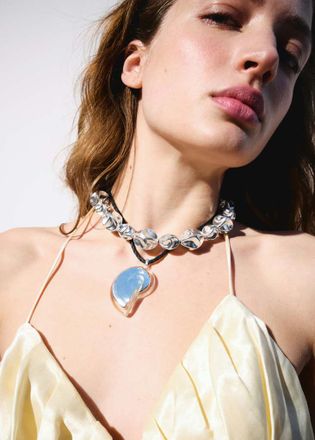 Mango Collier pi&egrave;ces m&eacute;talliques irr&eacute;guli&egrave;res argent - Femme - Taille unique - MANGO