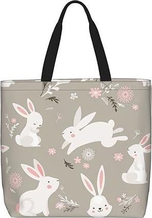Generic Lapin De P&acirc;ques Fleur Sac Fourre-Tout L&eacute;ger Tote Bag D&eacute;contract&eacute; Sac Fourre Tout Pour Travail Shopping Quotidienne