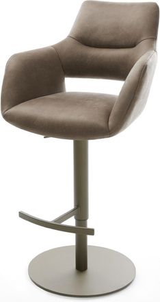 DELIFE Barstuhl Yago-Flex Mikrofaser Taupe Vintage Drehfu&szlig; h&ouml;henverstellbar Metall Titanfarben Taschenfederkern, Barst&uuml;hle